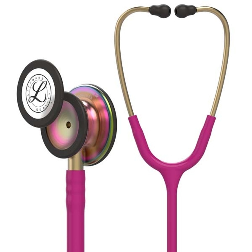 3M Littmann Classic III Stethoscope - Special Edition Rainbow Chestpiece; Raspberry Tube; Brass ...